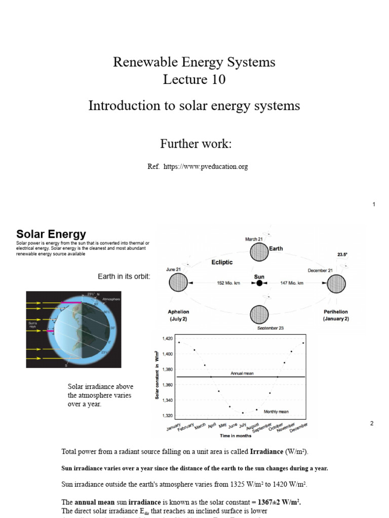 Lecture 10 | PDF | Solar Power | Solar Energy
