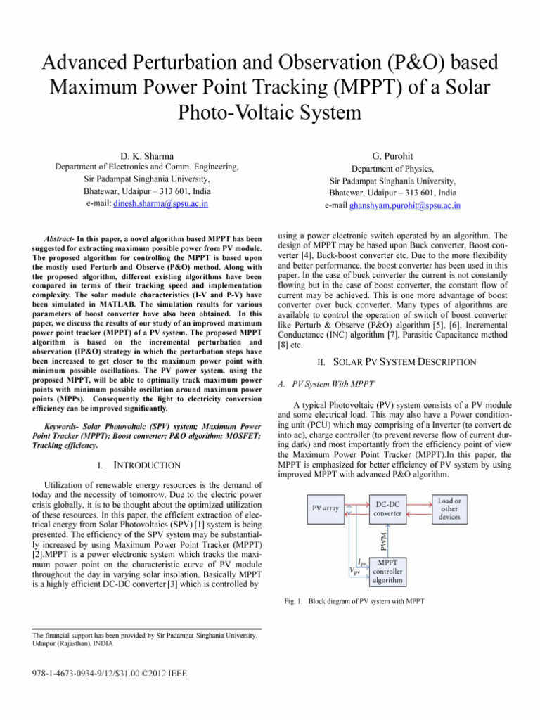 PV MPPT | PDF | Photovoltaics | Photovoltaic System