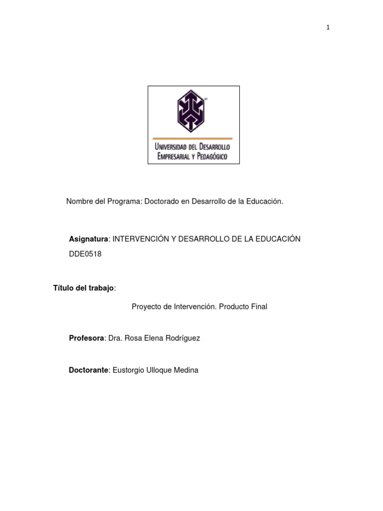 Producto Final Proyecto de Intervencion Educativa | PDF | Enseñando | Plan de estudios