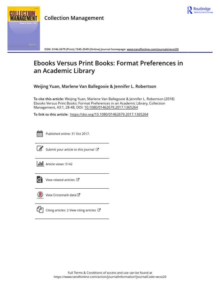 Ebooks vs Print: Academic Library Preferences | PDF | Libraries | Books