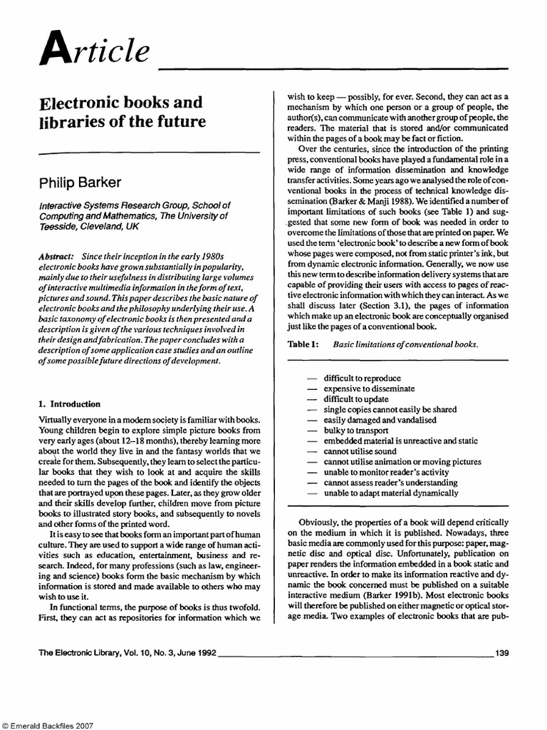 Future of Electronic Books and Libraries | PDF | Books | Cd Rom