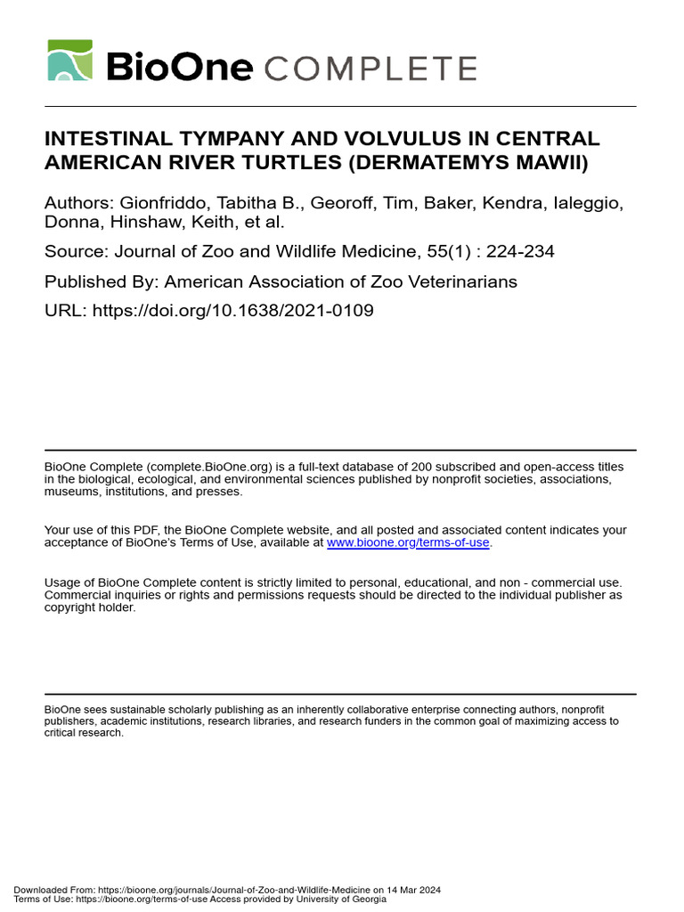 INTESTINAL TYMPANY AND VOLVULUS IN CENTRAL AMERICAN RIVER TURTLES ...