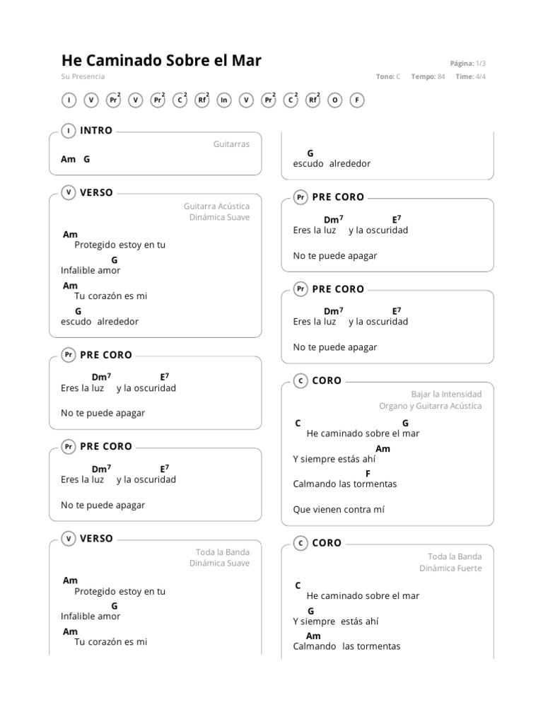 He Caminado Su Presencia | PDF | Composiciones Musicales | Elementos de la música