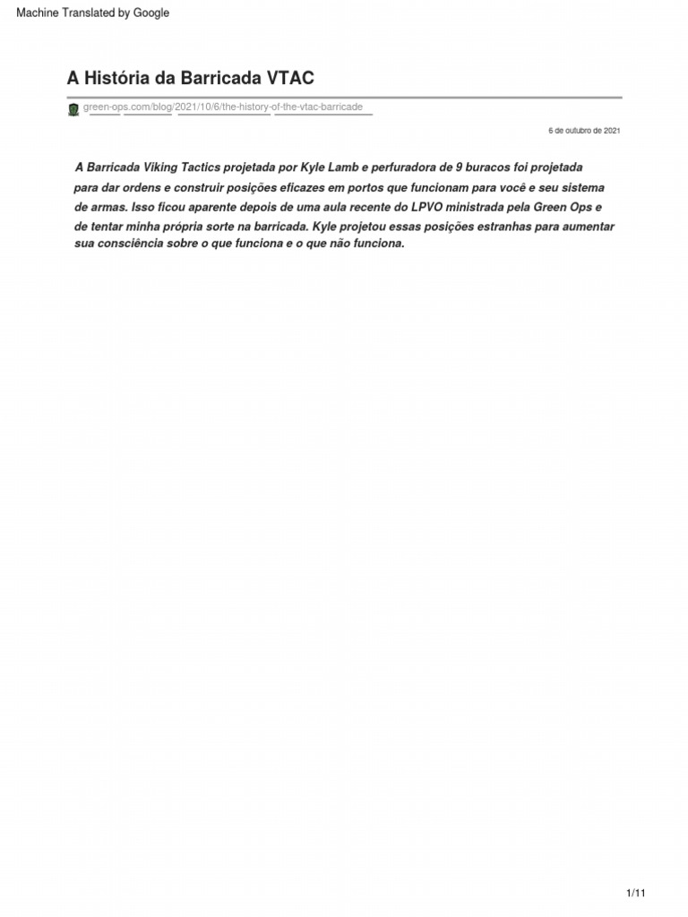 A Historia Da Barricada VTAC | PDF | Tempo | Comentários