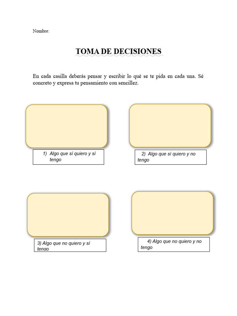 Ejercicio Toma de Decisiones | PDF | Relaciones personales, crianza y ...