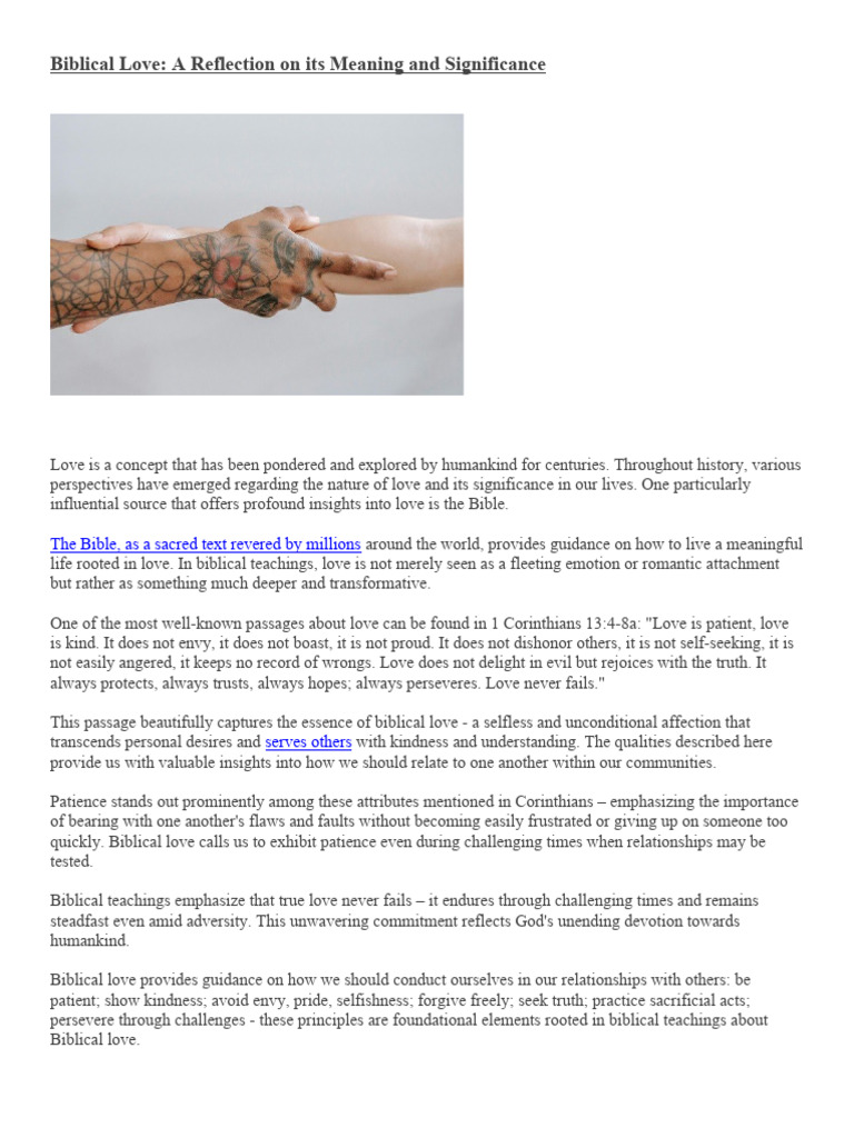 Understanding Biblical Love's Significance | PDF