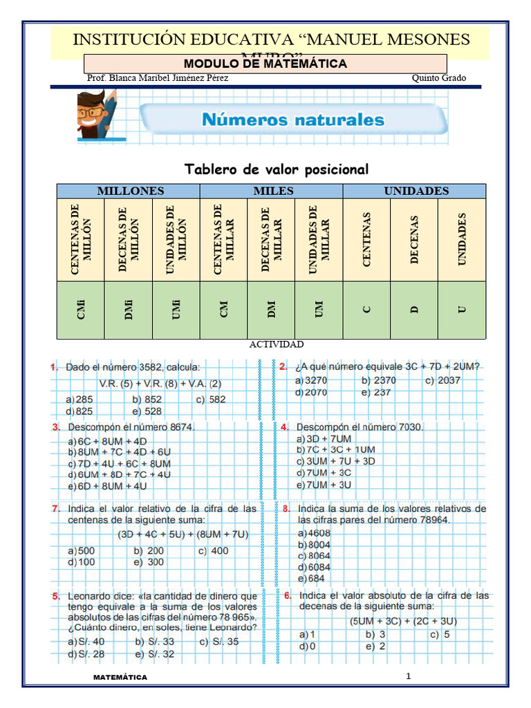 Modulo de Matematica Mesones | PDF | Comunicación escrita | Los símbolos