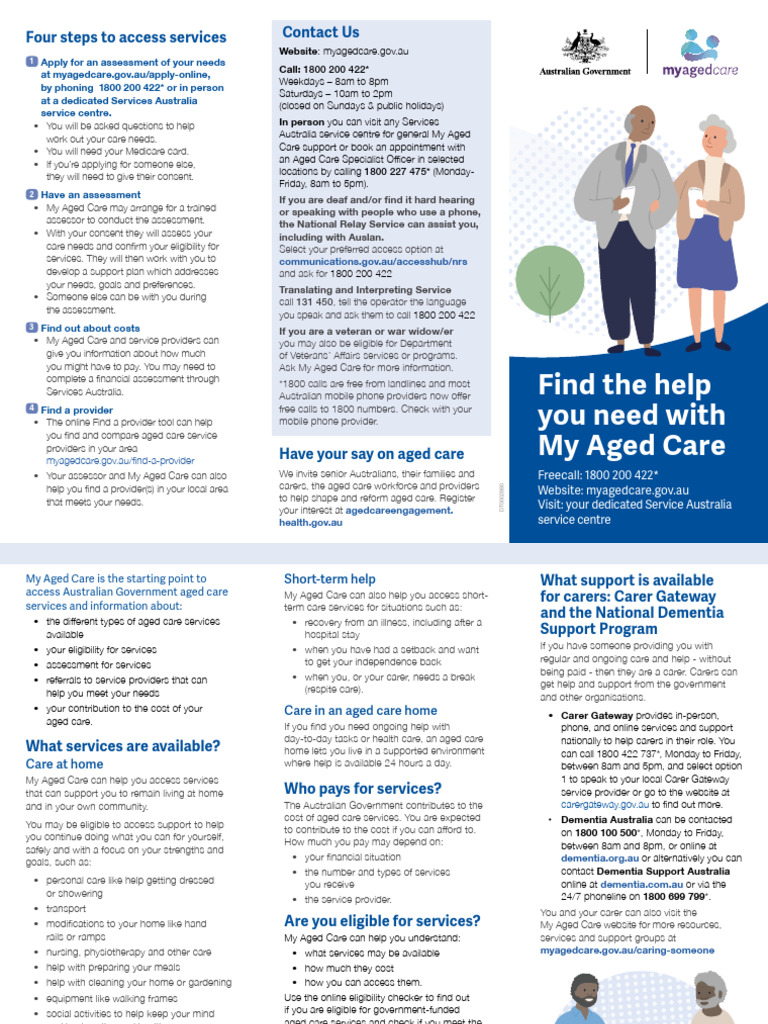 Myagedcare Brochure English 1 | PDF | Caregiver | Elderly Care