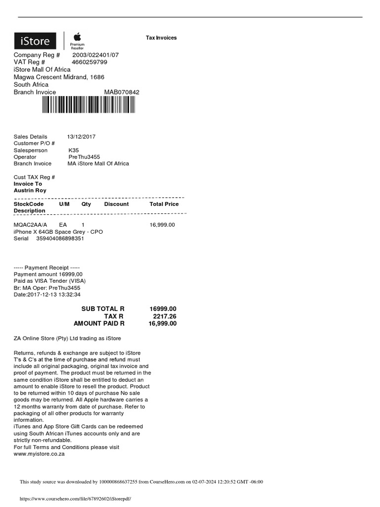 Istore PDF | PDF | Receipt | Taxes