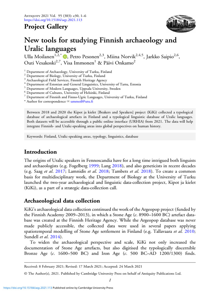 New Tools For Studying Finnish Archaeology and Uralic Languages | PDF ...