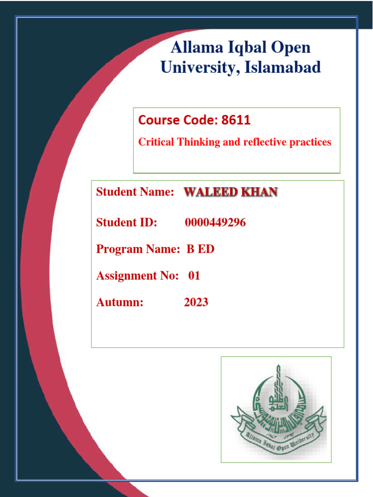 Allama Iqbal Open University, Islamabad: Course Code: 8611 | PDF | Critical Thinking | Inclusion ...