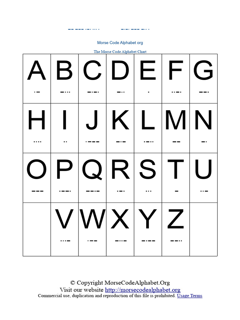 Morse Code Alphabet | PDF | Language Arts & Discipline | Foreign Language Studies