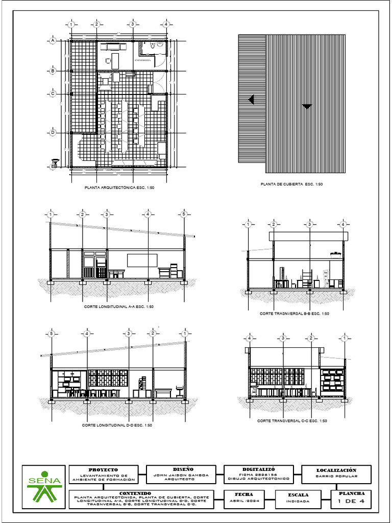 Planos Arquitectonicos Plancha 1 | PDF