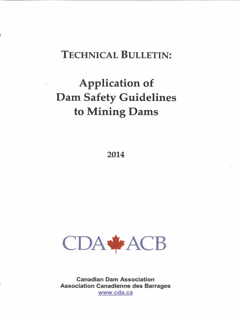 Mining Dams - Application of Dam Safety Guidelines To Mining Dams, 2014 ...