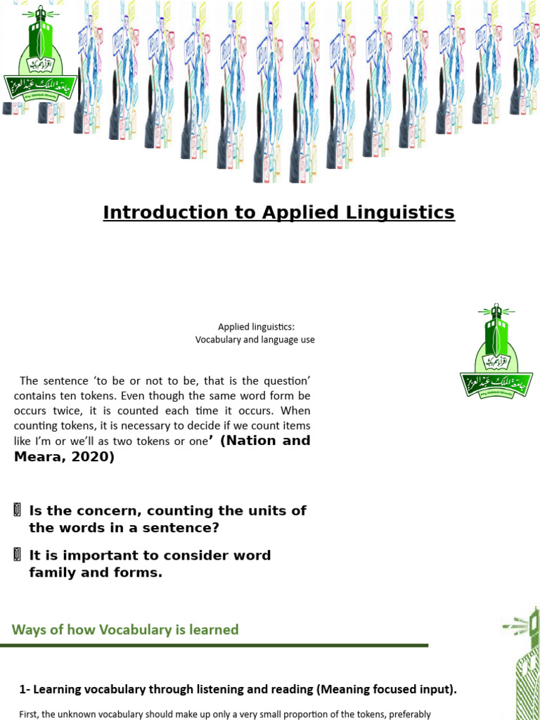 Vocabulary - Introduction To Applied Linguistics (1) .PPTX (Class 3 ...