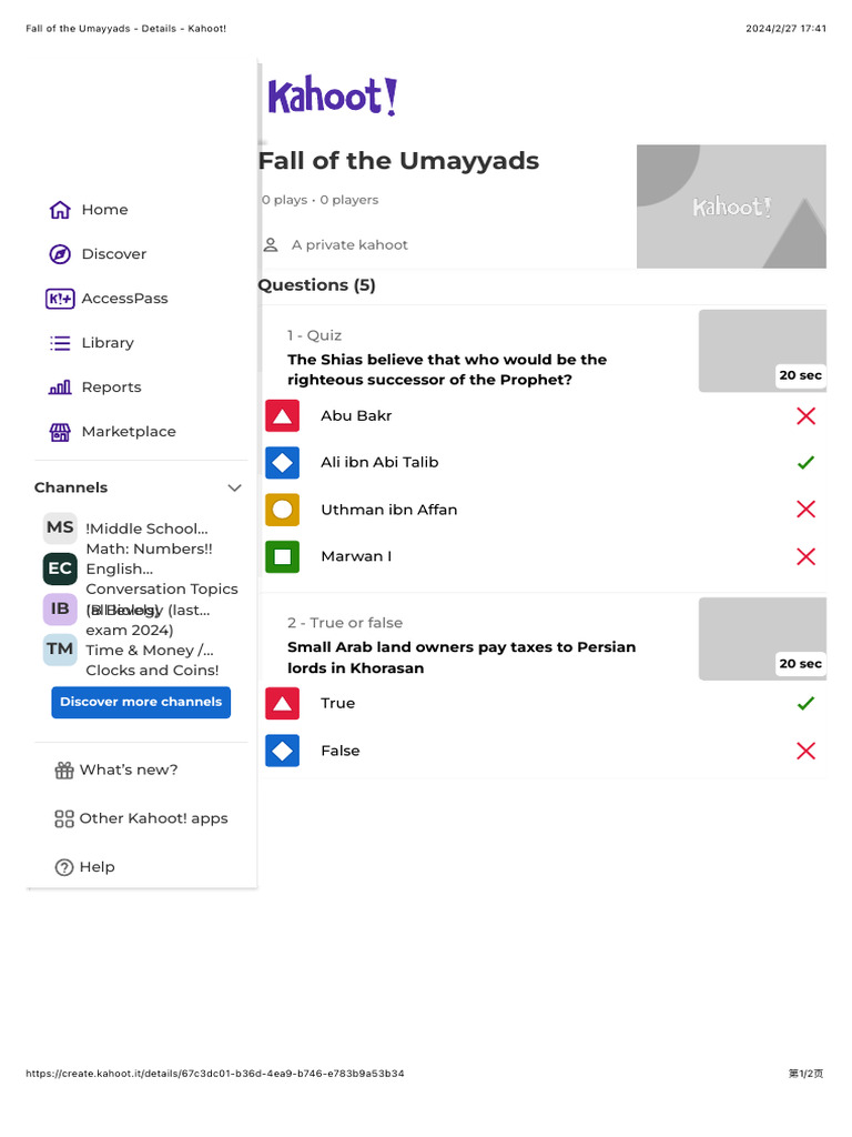 Fall of The Umayyads - Details - Kahoot! | PDF | Abrahamic Religions ...
