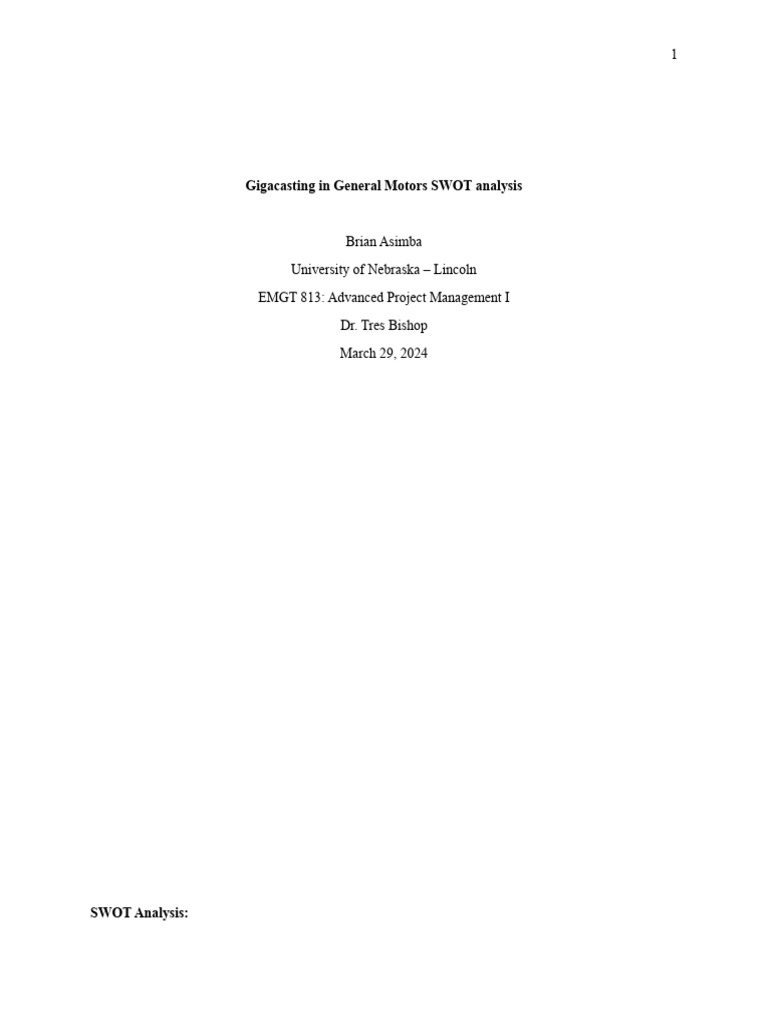 GM Gigacasting SWOT Analysis Report | PDF | Electric Vehicle | General ...
