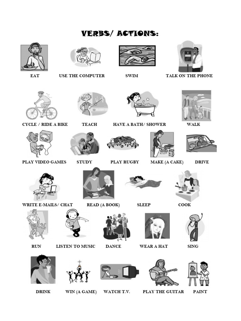 Vocabulary of Verbs Actions - Units 1 and 2 | PDF