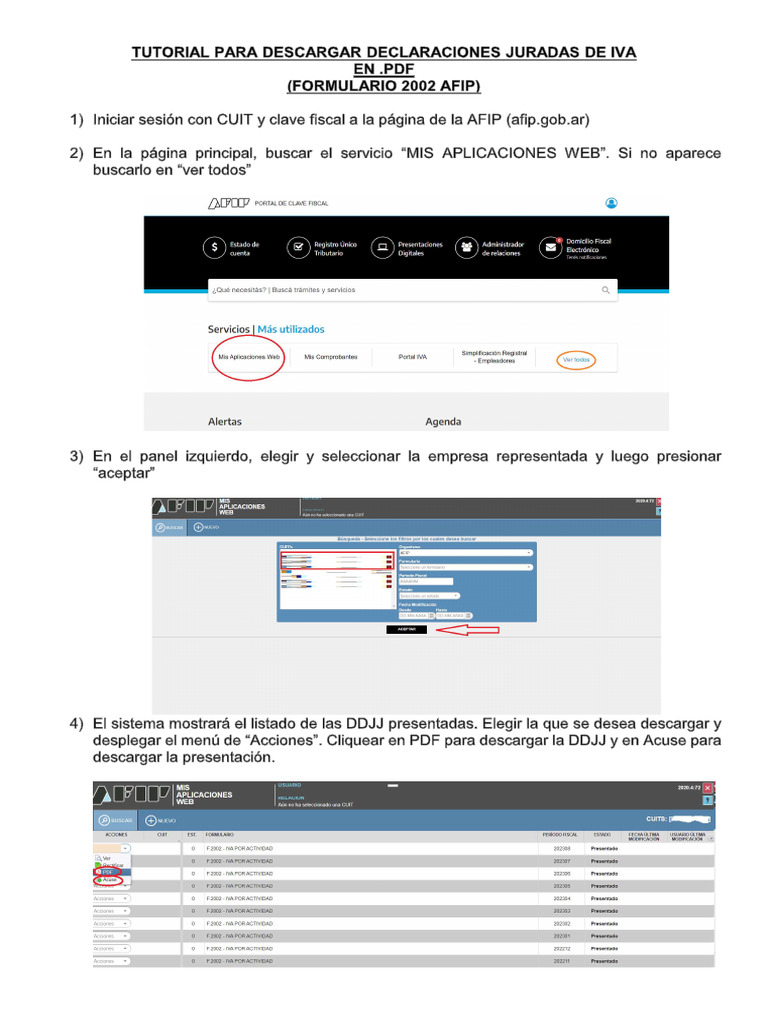 Tutorial Descarga DDJJ IVA F 2002 | PDF