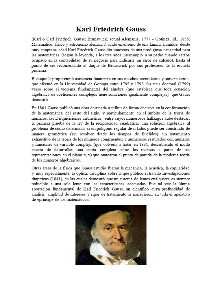 Karl Friedrich Gauss | PDF