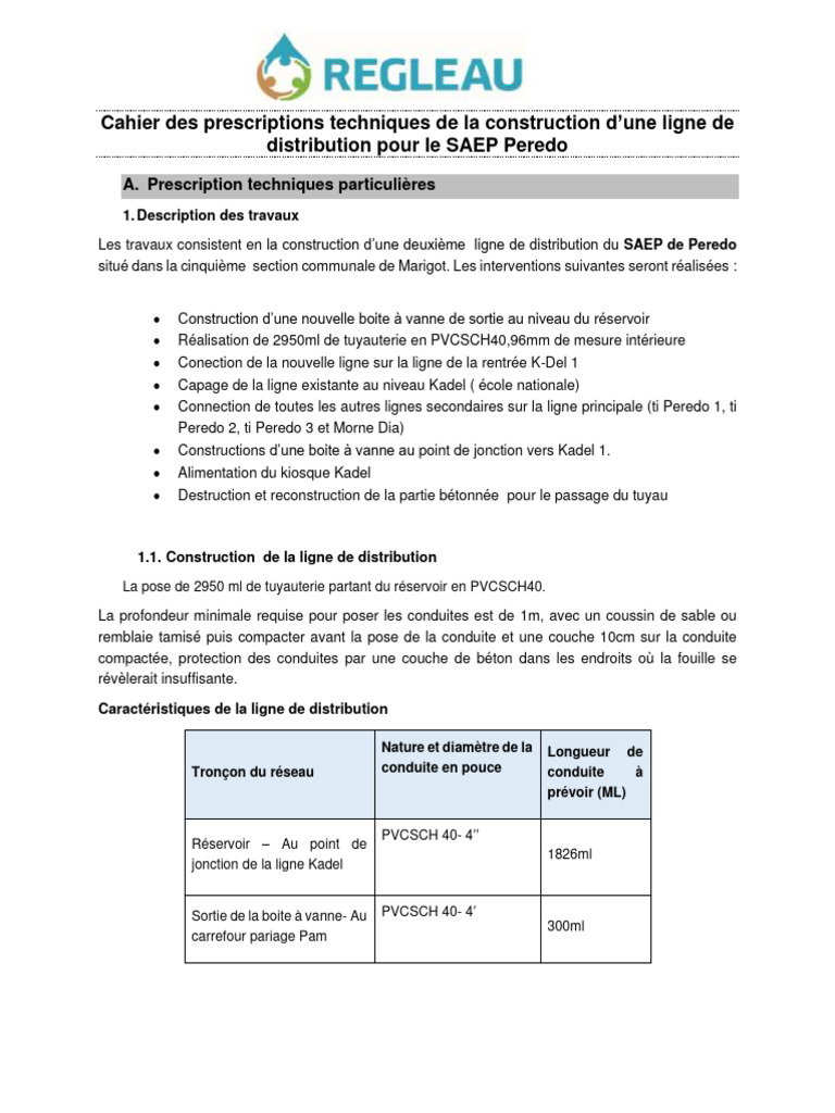 3 - Cahier Des Prescriptions Techniques - SAEP Peredo | PDF | Béton ...
