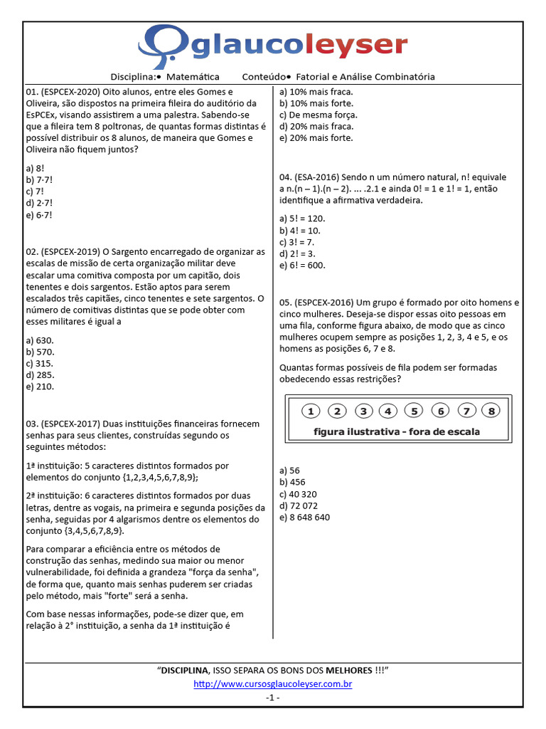 Fatorial e Análise Combinatória | PDF | Combinatória | Matemática