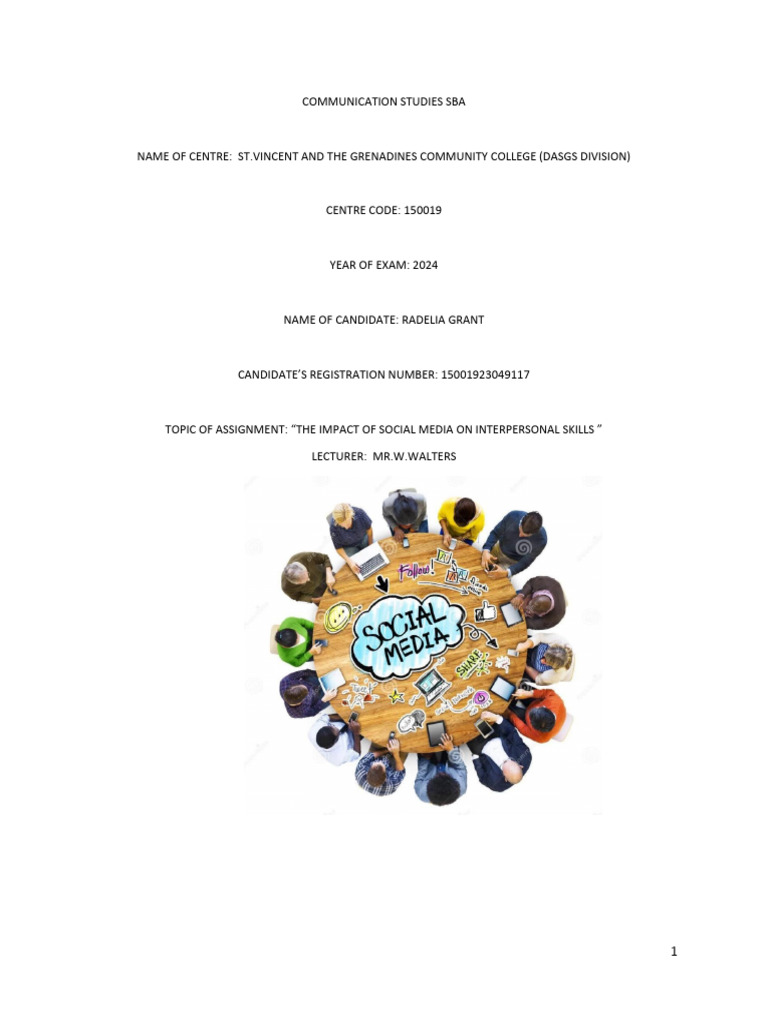 Communication Studies SBA Draft 1 | PDF | Social Media | Popular ...