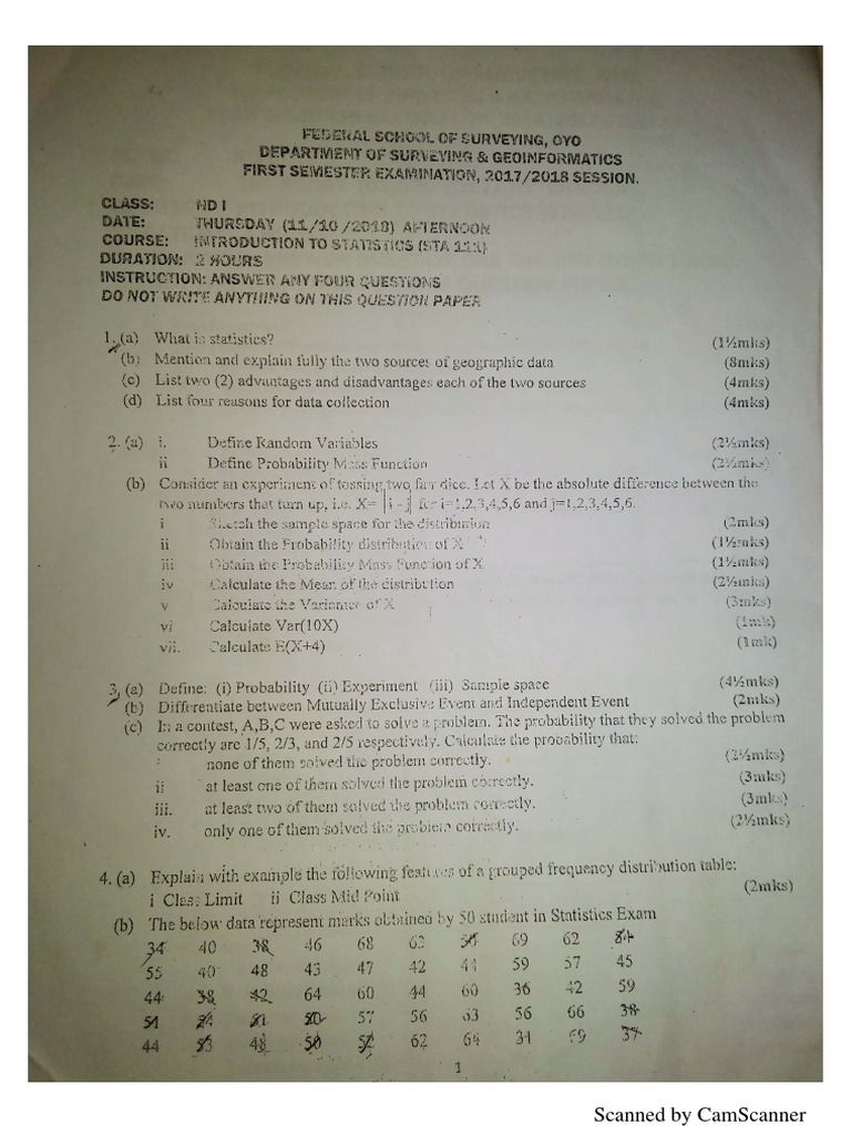 Sta111 (Intro. To Statistics) | PDF