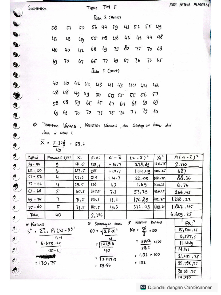 Tugas TM 5 Statistika Abdi Fathir Alfarizki | PDF