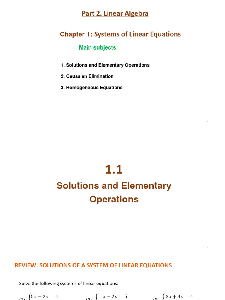 Linear Equations & Gaussian Elimination | PDF | Matrix (Mathematics) | System Of Linear Equations