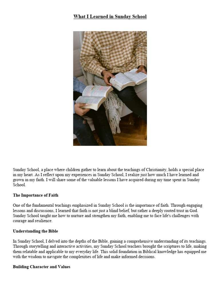 What I Learned in Sunday School | PDF | Faith | Sunday School