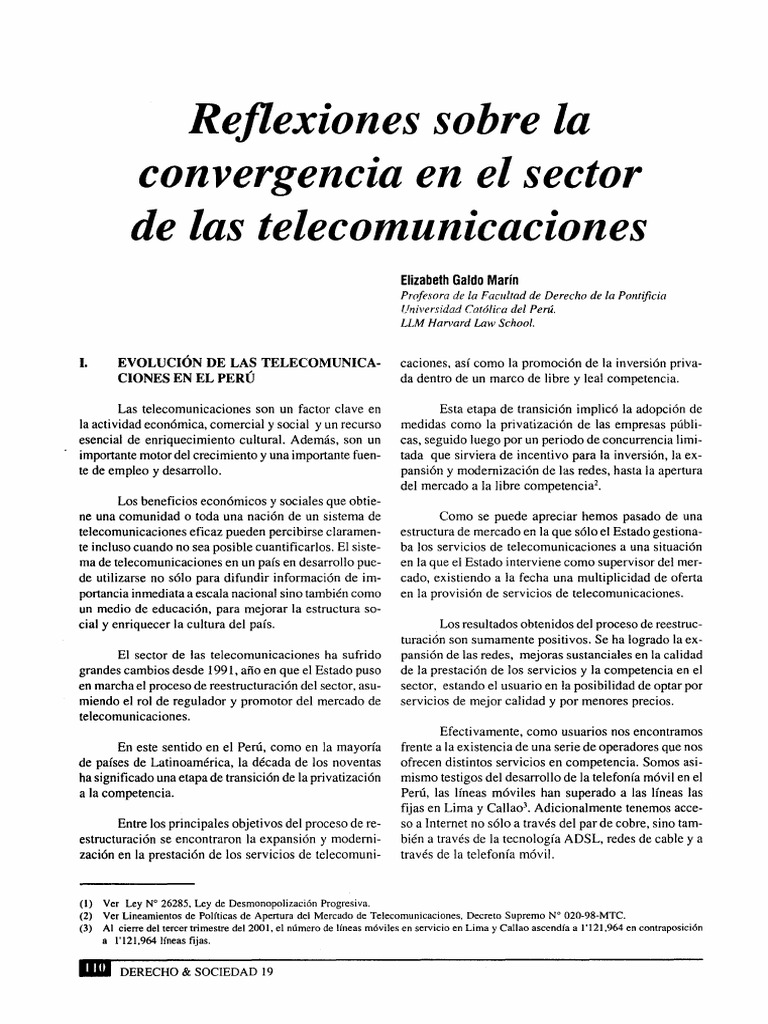 Reflexiones Sobre La Convergencia en El Sector de Las ...