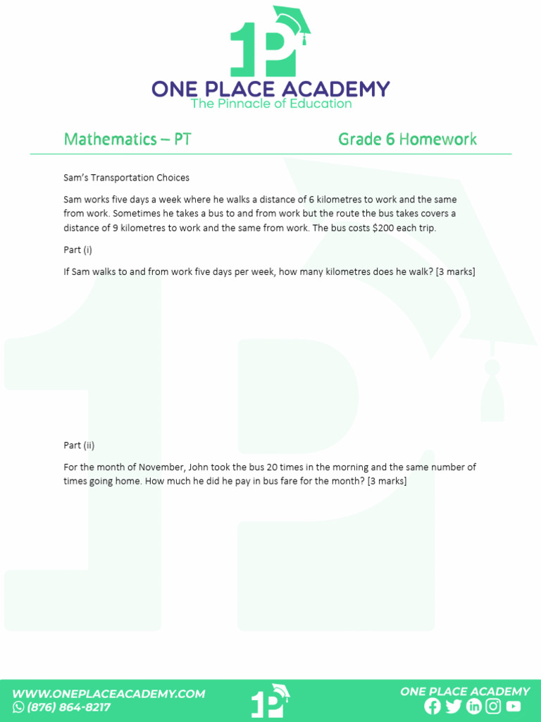 G6 Math Worksheet 20 | PDF | Public Transport | Transport