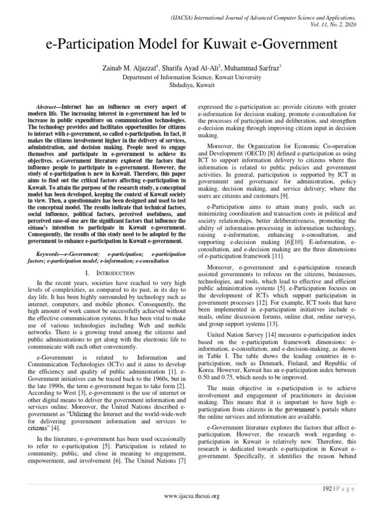 Paper 26-E Participation Model For Kuwait E Government | PDF | E Government | Usability