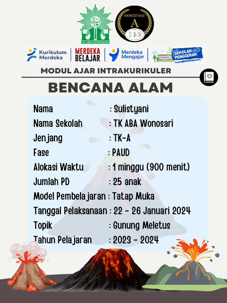 04 Modul Ajar Bencana Alam Volcano B5 OK | PDF