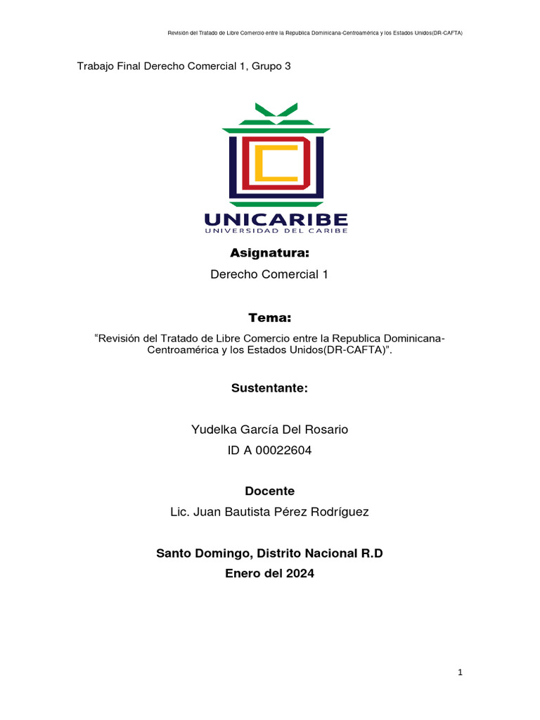 Análisis del Tratado DR-CAFTA | PDF | Comercio | Tratado de Libre ...