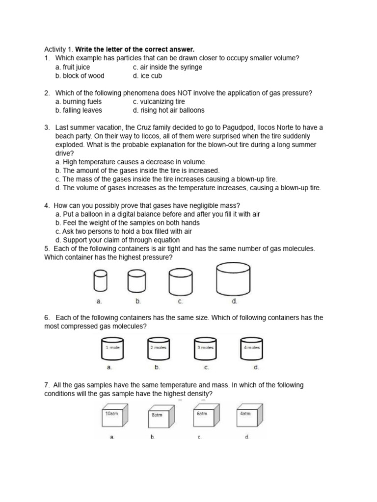 4TH QUARTER (Lesson 1) Pre-Assessment | PDF | Gases | Temperature