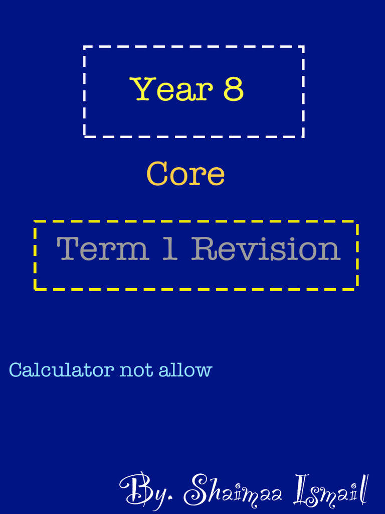 Year 8 Term 1 Revision solutions | PDF