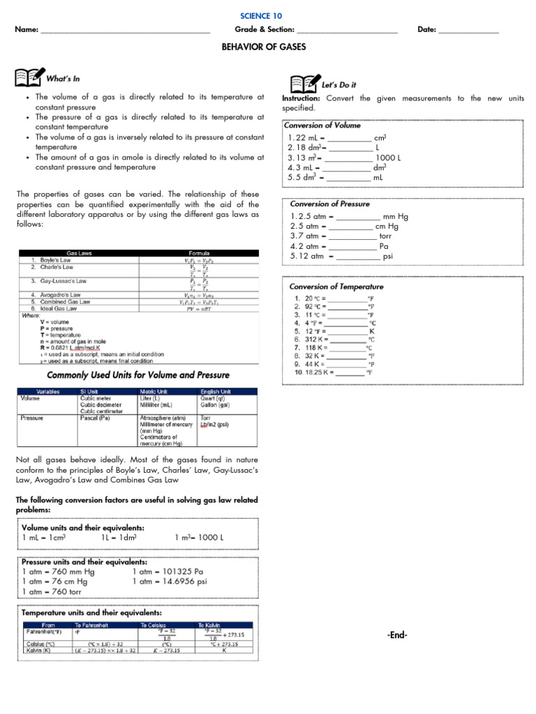 Gas Laws and Pressure Unit Conversions | PDF | Gases | Pressure