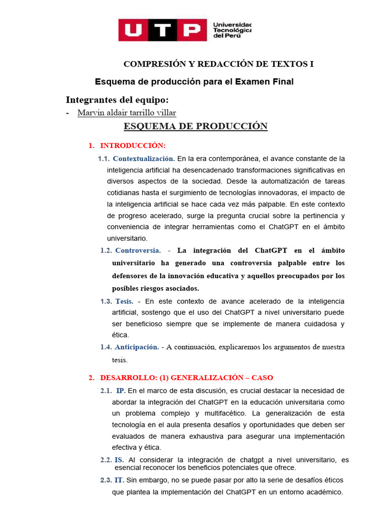 Semana 17 - Esquema de Producción para El Examen Final | PDF ... Semana 17 - Esquema de Producción para El Examen Final | PDF ...