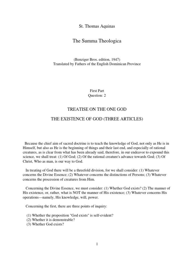 Reading A (St. Thomas) | PDF | Existence Of God | Existence
