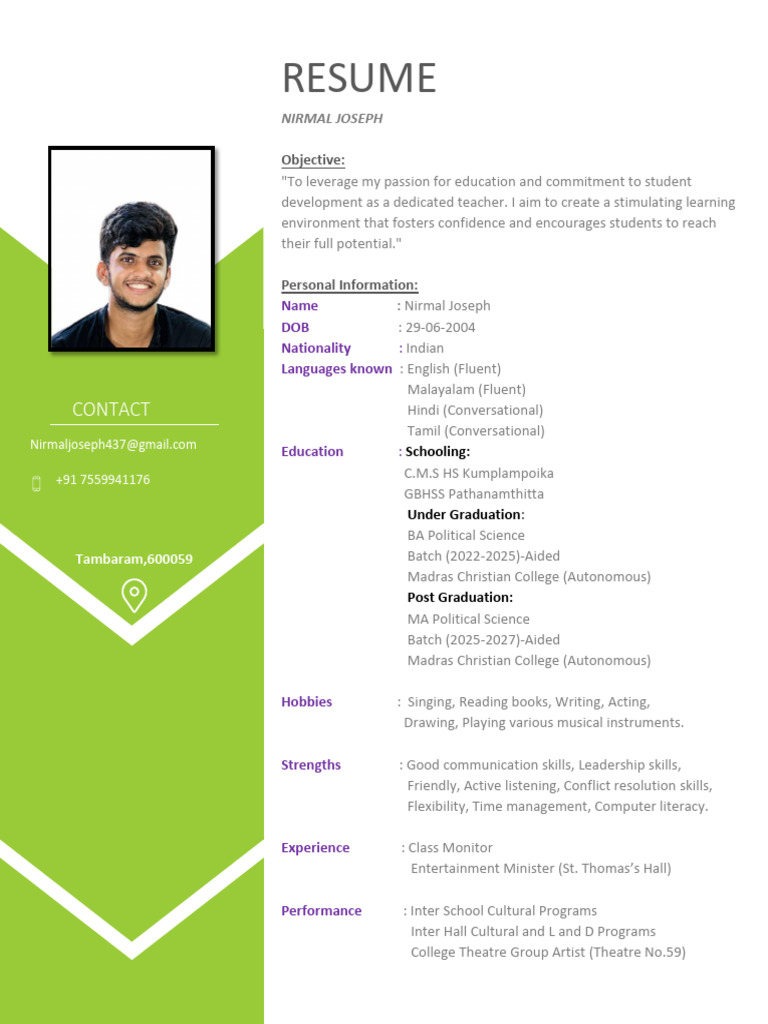 Nirmal CV and Resume | PDF | Human Communication
