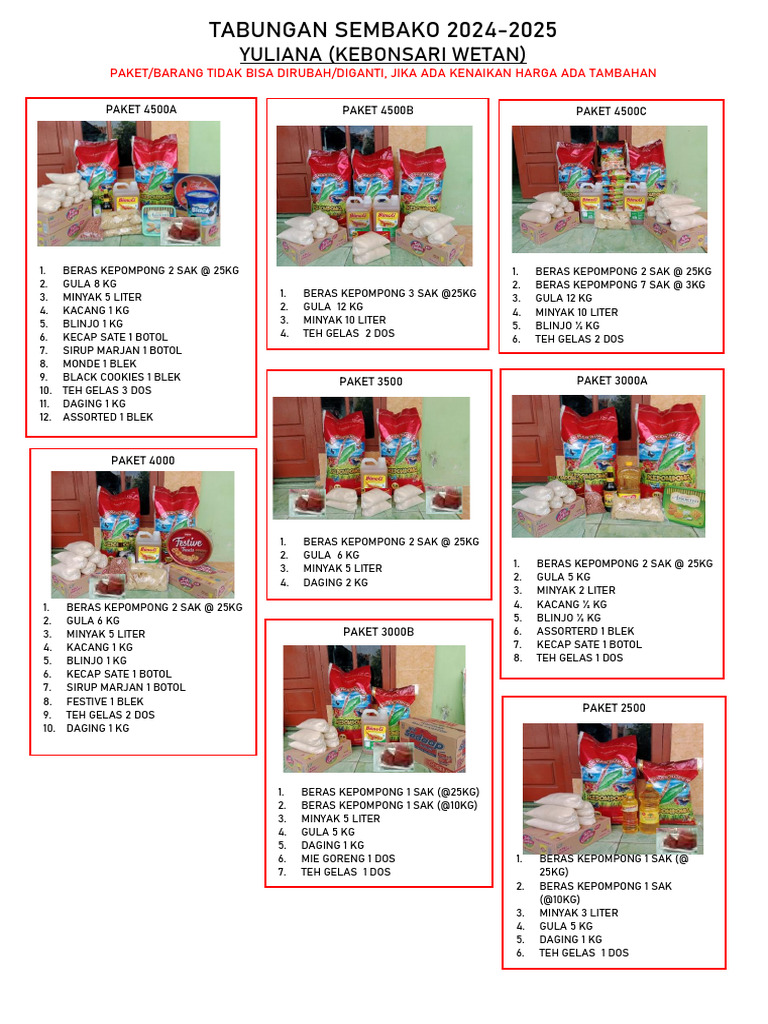 Tabungan Sembako B. Yuliana 2024-2025 | PDF
