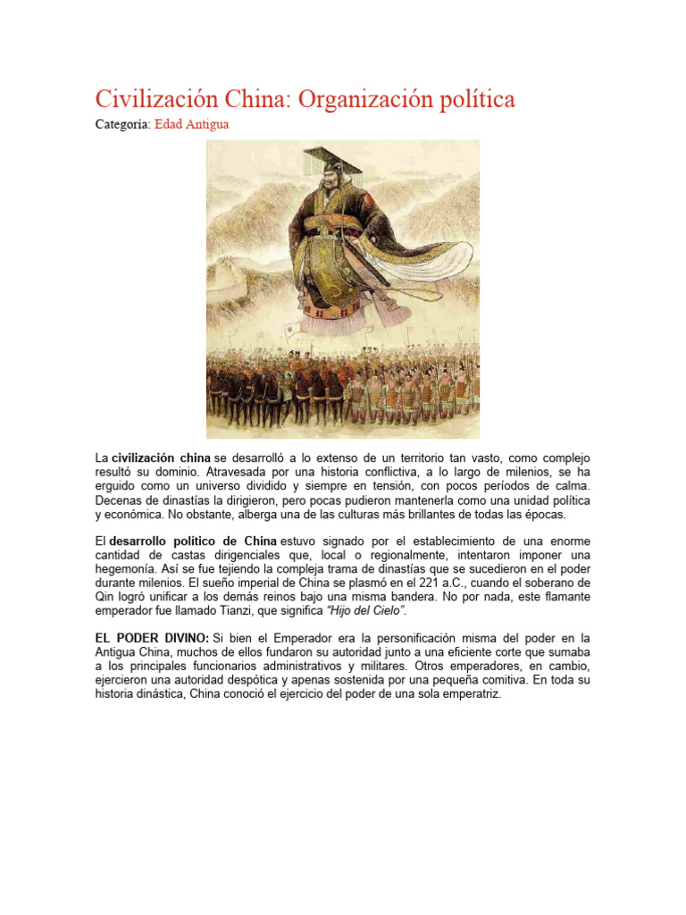Organización política de la antigua China | PDF | Antiguo Egipto ...