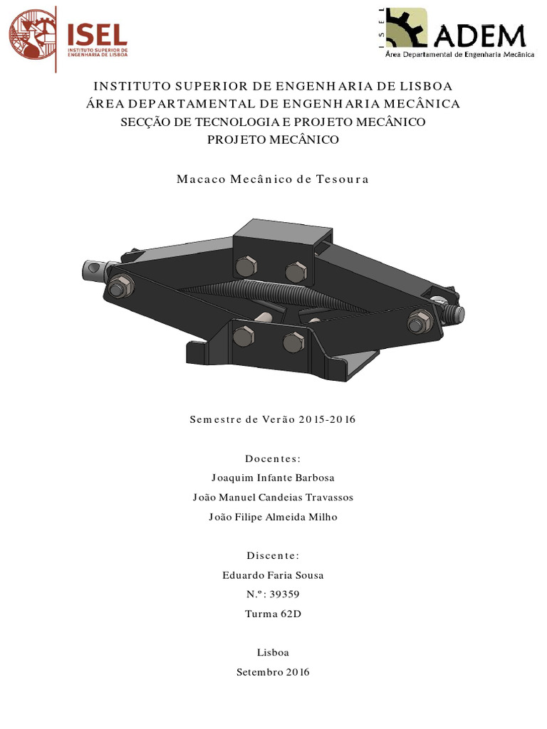 Projeto de Macaco Mecânico de Tesoura | PDF | Estresse (Mecânica ...