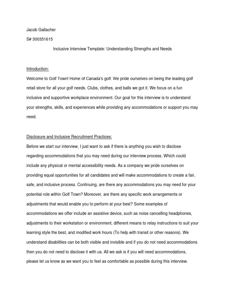 Inclusive Interview Template | Download Free PDF | Communication ...