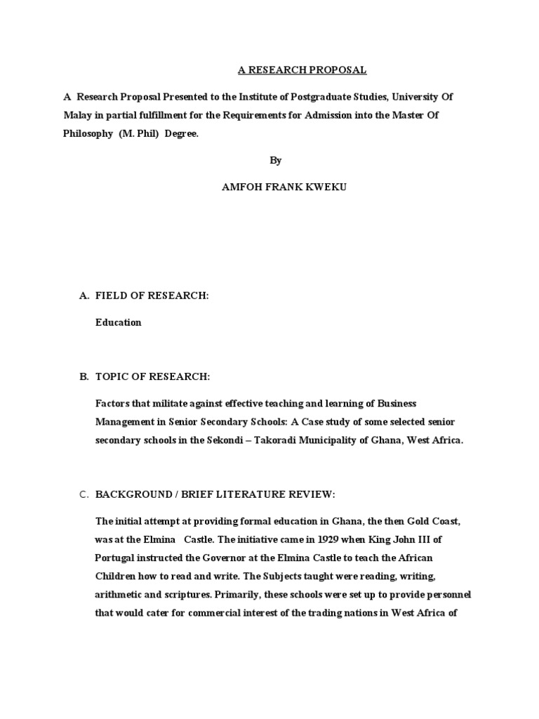 Research Proposal | PDF | Ghana | Cognition
