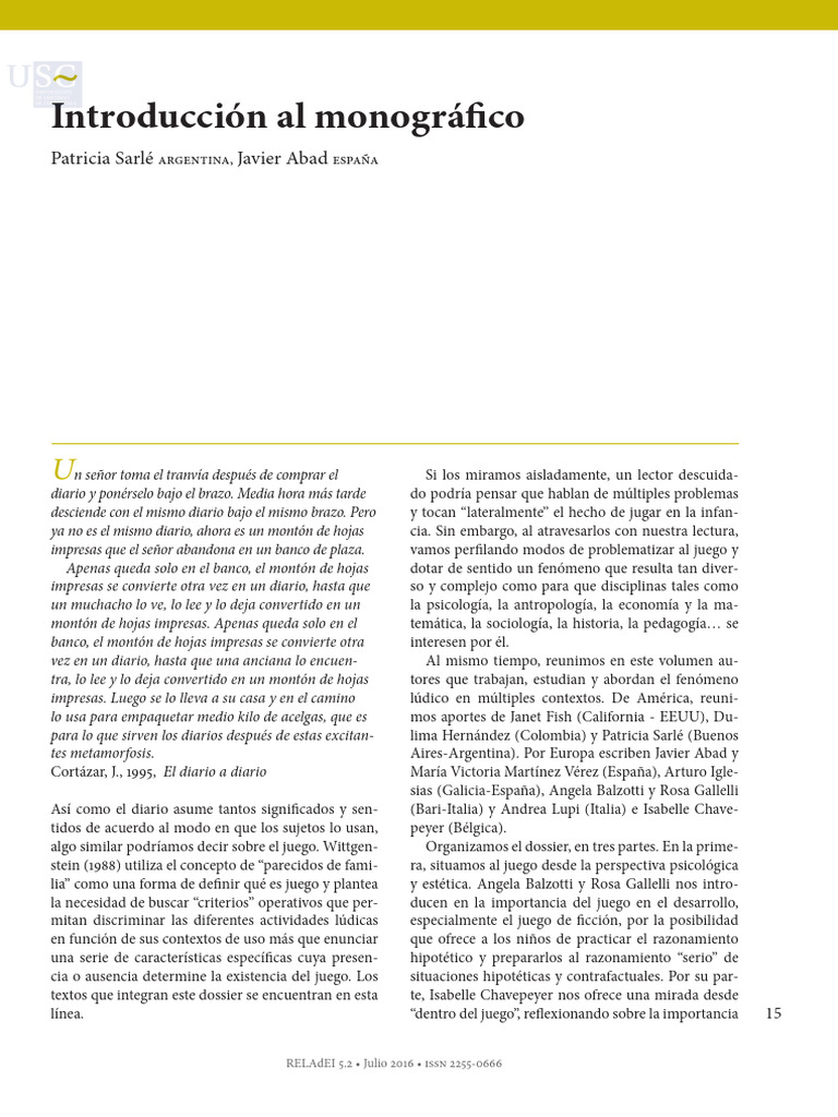 Sarlé La Inclusión Del Juego en Las Salas de Educación Infantil ...