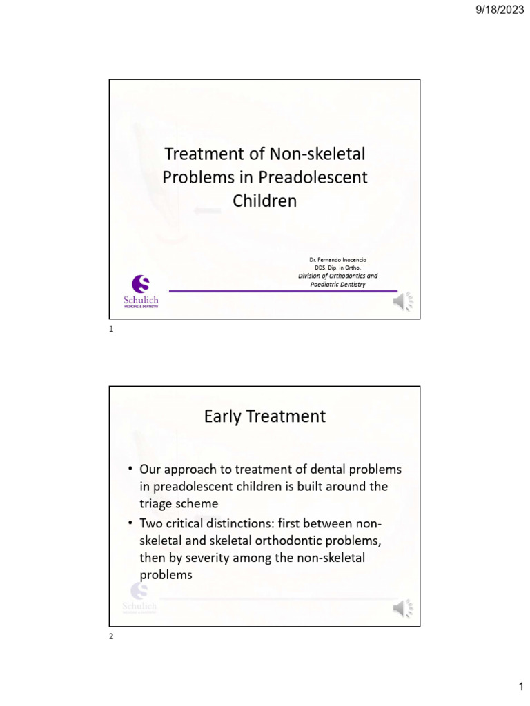Non-Skeletal Problems Lecture 1 | PDF | Dentistry Branches | Orthodontics