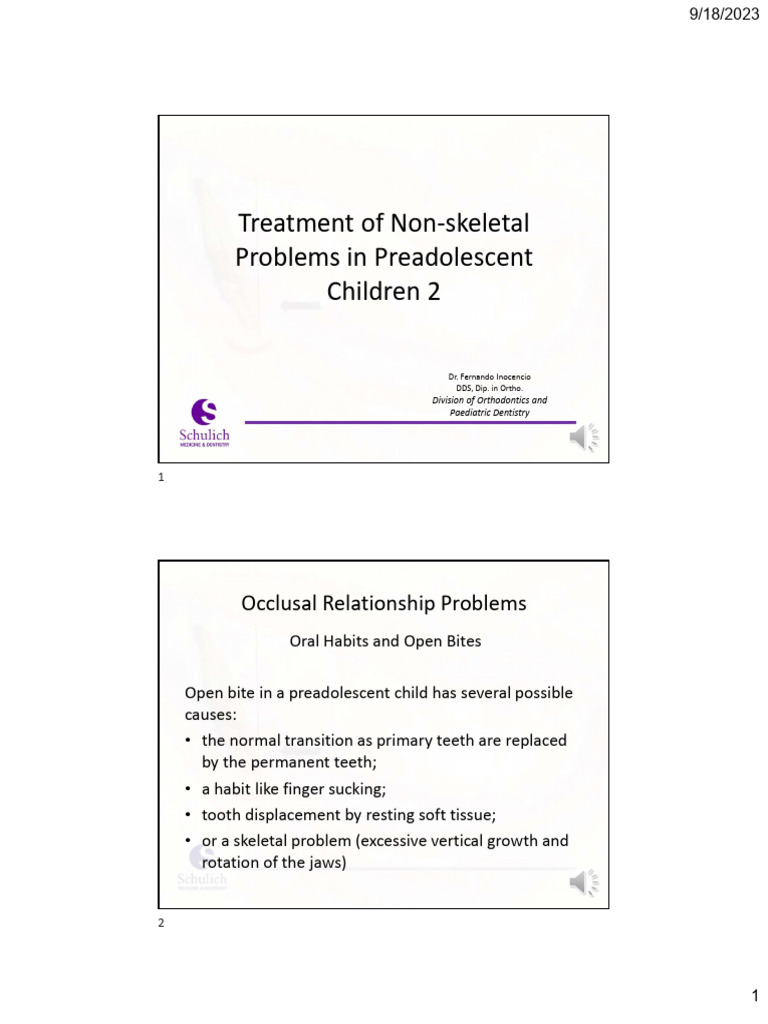 Non-Skeletal Dental Issues in Children | PDF | Human Tooth | Tooth